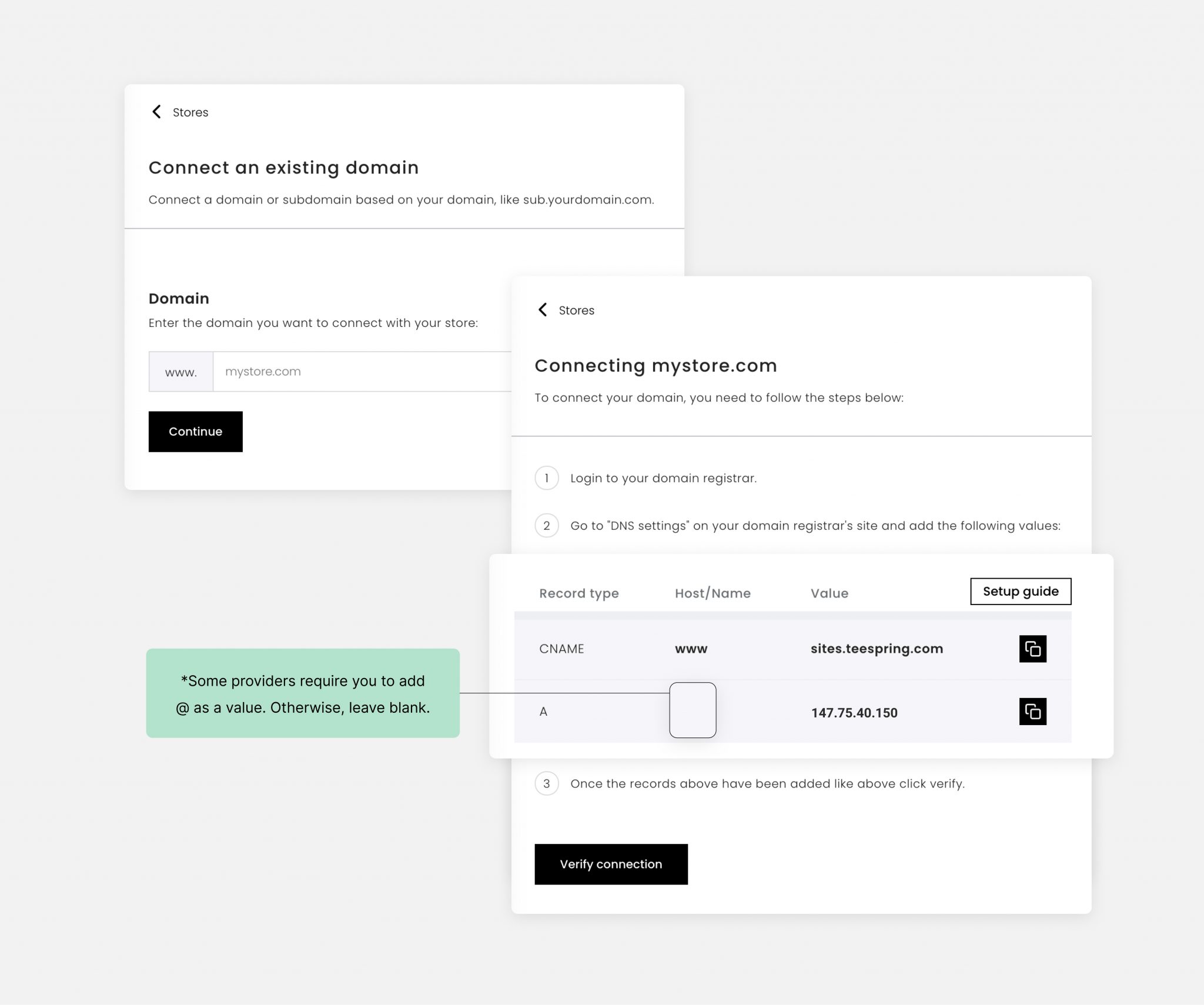 Connecting a custom domain - Spring